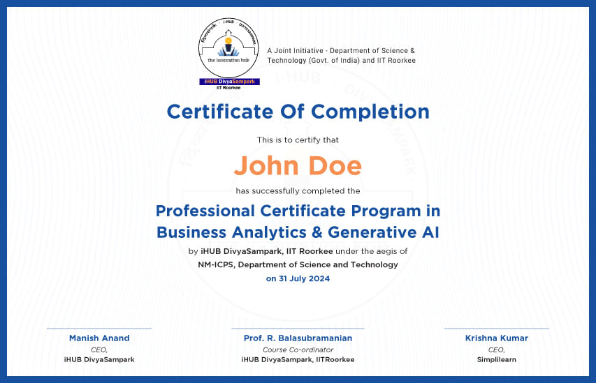 AI in Business Analytics Program[IIT Roorkee]